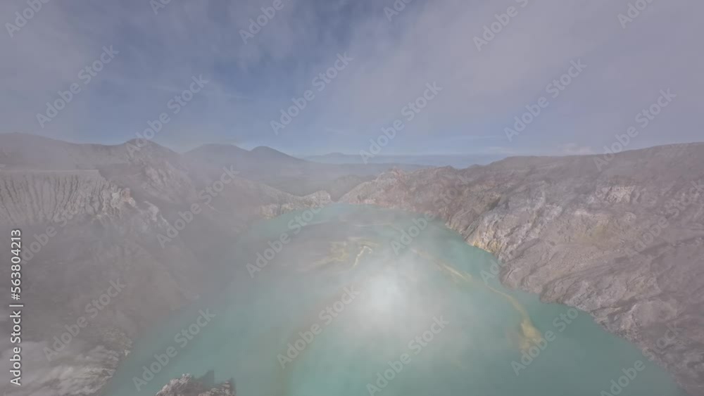 Volcano crater island mountain crack stone sharp structure with acid ...