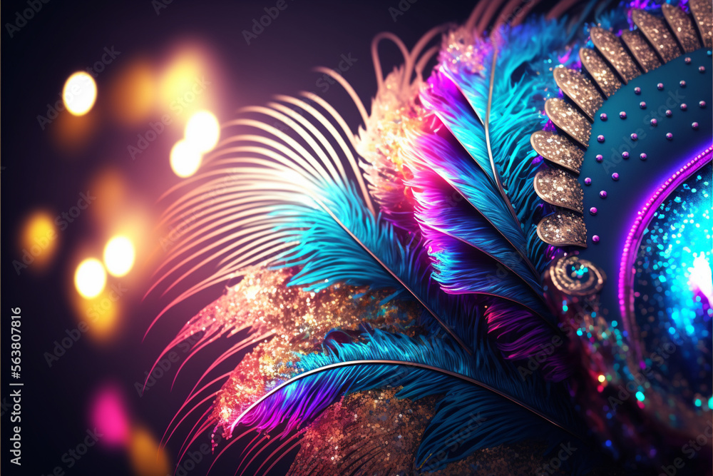 Brazilian carnival abstract background with lots of glitter and neon ...