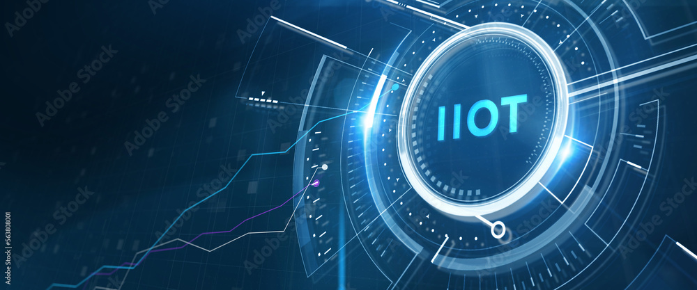 IIOT concept. Businessman offer IIOT products and solutions. The future ...