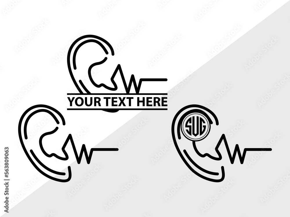 Human Ear Monogram, Human Ear Silhouette, Human Ear SVG, Ear Svg, Ears ...