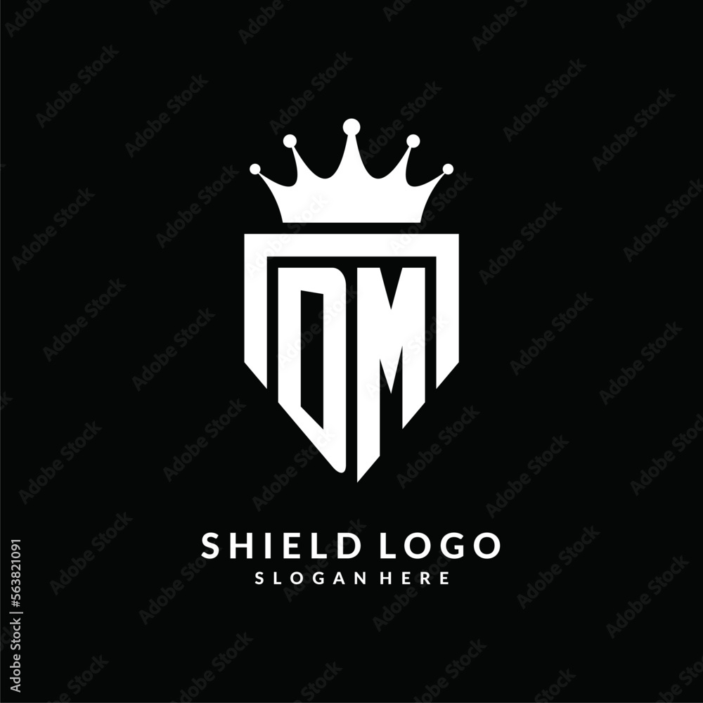 Letter DM logo monogram emblem style with crown shape design template ...