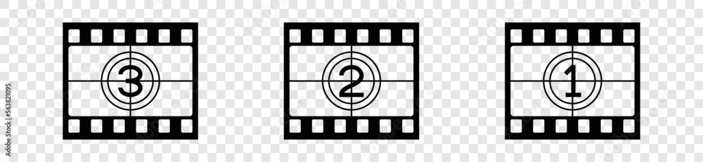 Cinema countdown icons set in transparent background. Movie and video ...