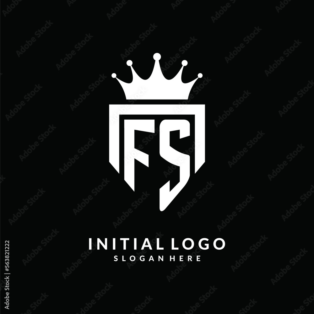 Letter FS logo monogram emblem style with crown shape design template ...
