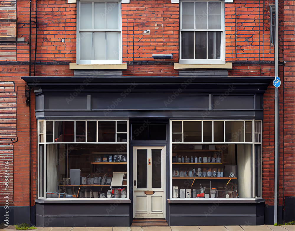 Vintage charming store front with wood carpentry and an elegant retro ...