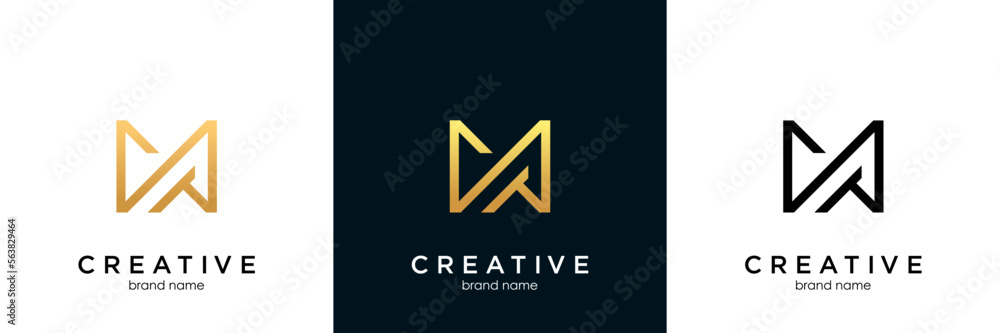 M letter Gold liner logo design Stock Vector | Adobe Stock