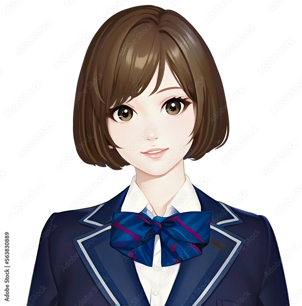 制服 学生 女子高生 女子中学生 女性 可愛い 萌え 日本 アニメ 漫画 美少女 アイコン のイラスト素材 Stock