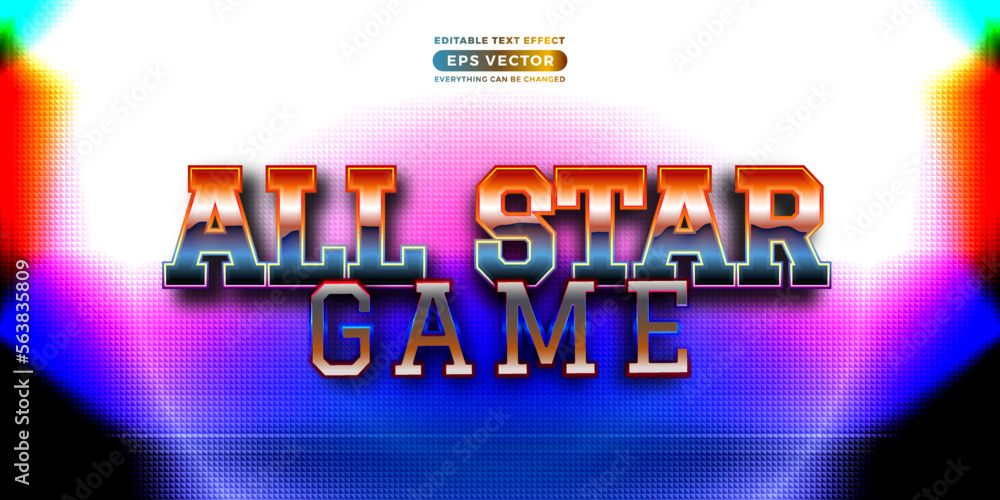 All star game editable text style effect in retro look design with ...