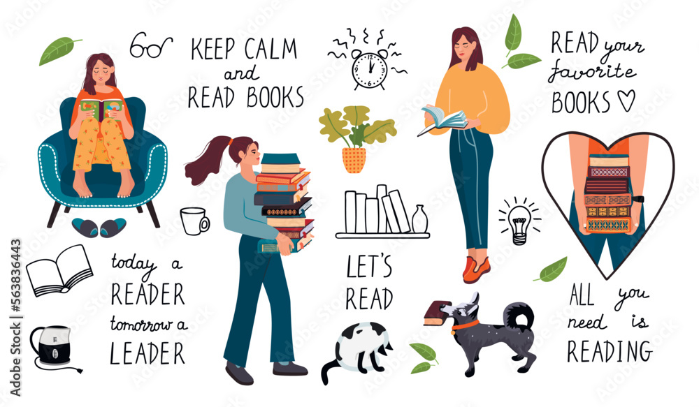 Collection of hand written quotes and book readers.Women with ...