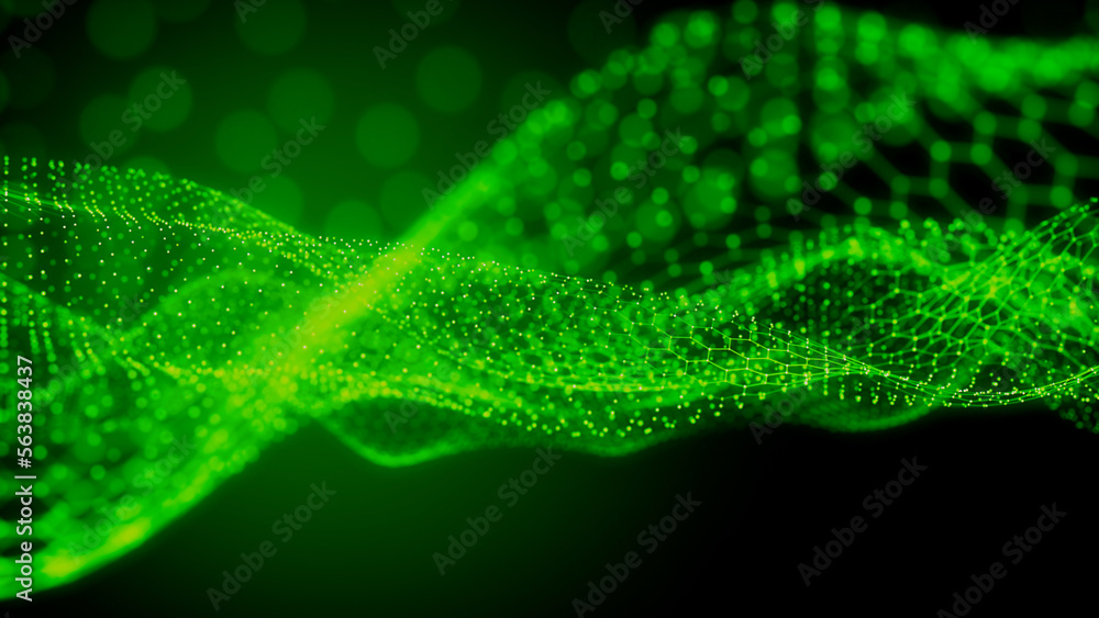 Big Data Concept. Green, Futuristic Digital Style. 3D Render. Stock ...