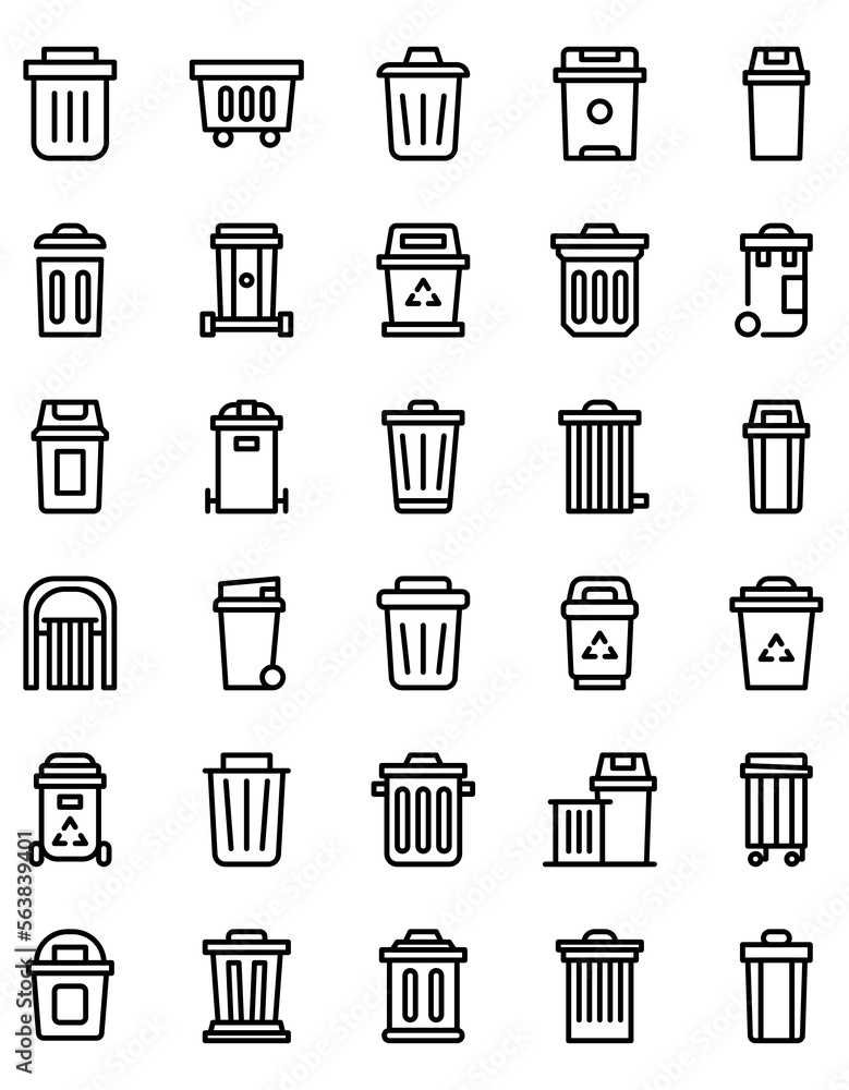 vector icon trash bin outline style. Pixel perfect. editable stroke ...