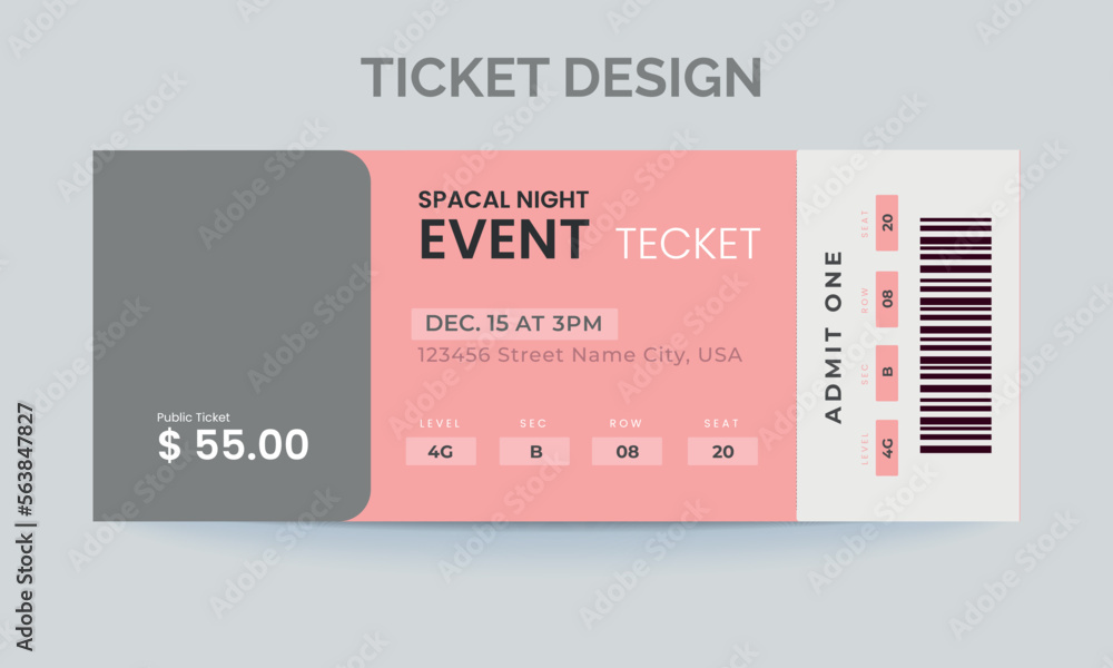 Event Ticket Template Design Stock Vector | Adobe Stock