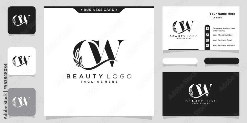 Initial letter CW luxury Logo design Vector Stock Vector | Adobe Stock