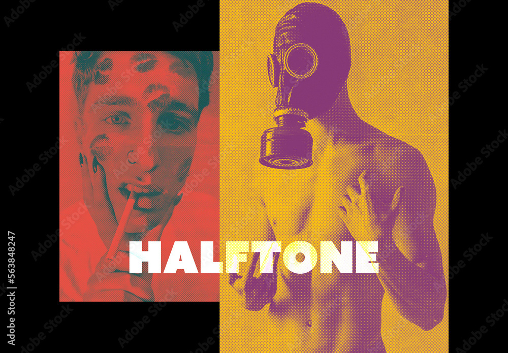 Halftone Poster Effect Mockup Stock Template | Adobe Stock