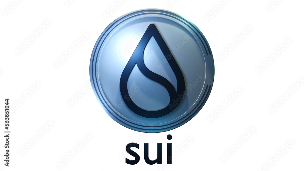 Sui logo and font in frontal view on transparent background Stock ...