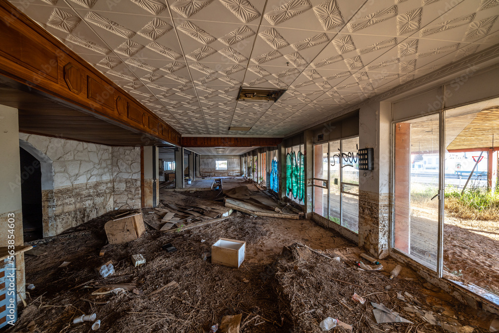 business building destroyed by flooding, which is now a lost place ...
