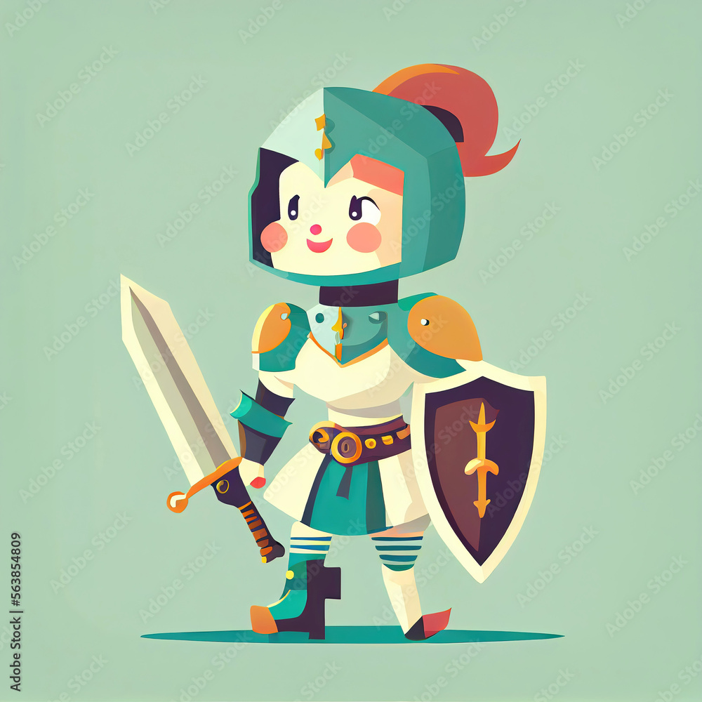 Cute cartoon child dressed as knight in armor (Generative AI) Stock ...
