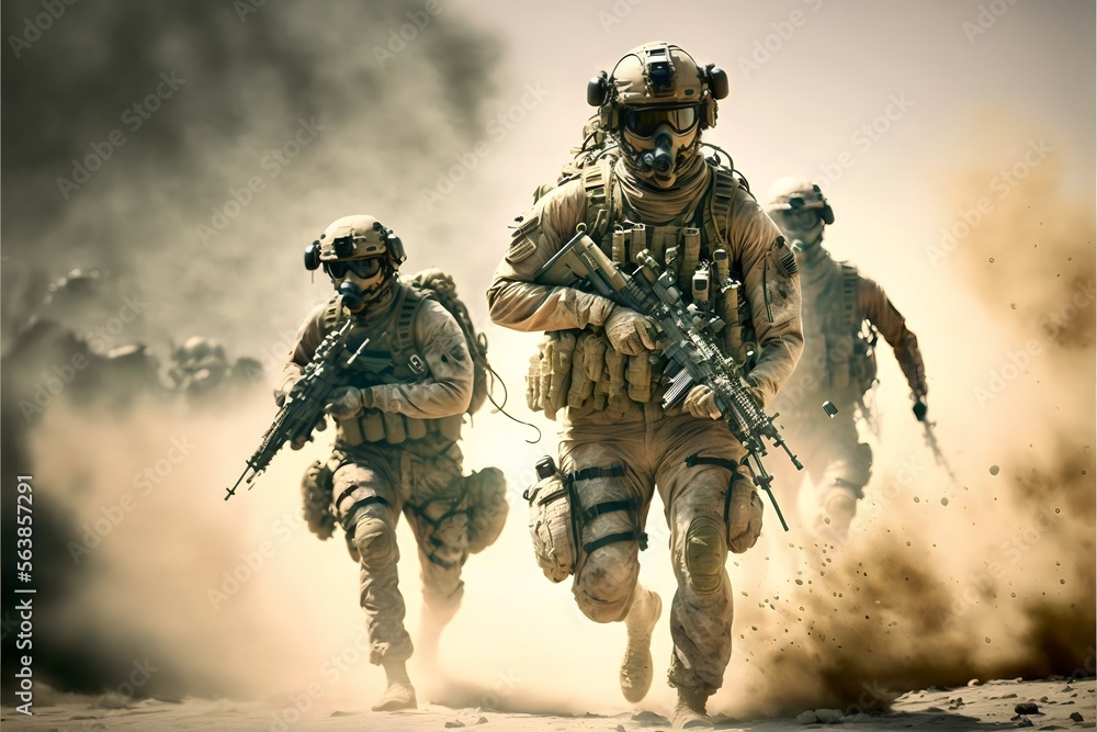 Elite military special forces army soldiers in battle in Combat ...