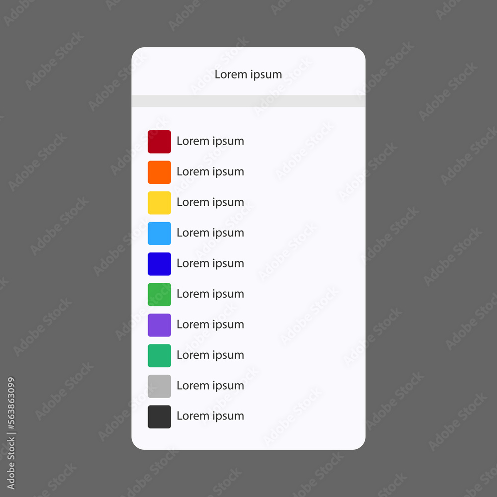 Vector illustration of a smartphone menu with colored menu items ...