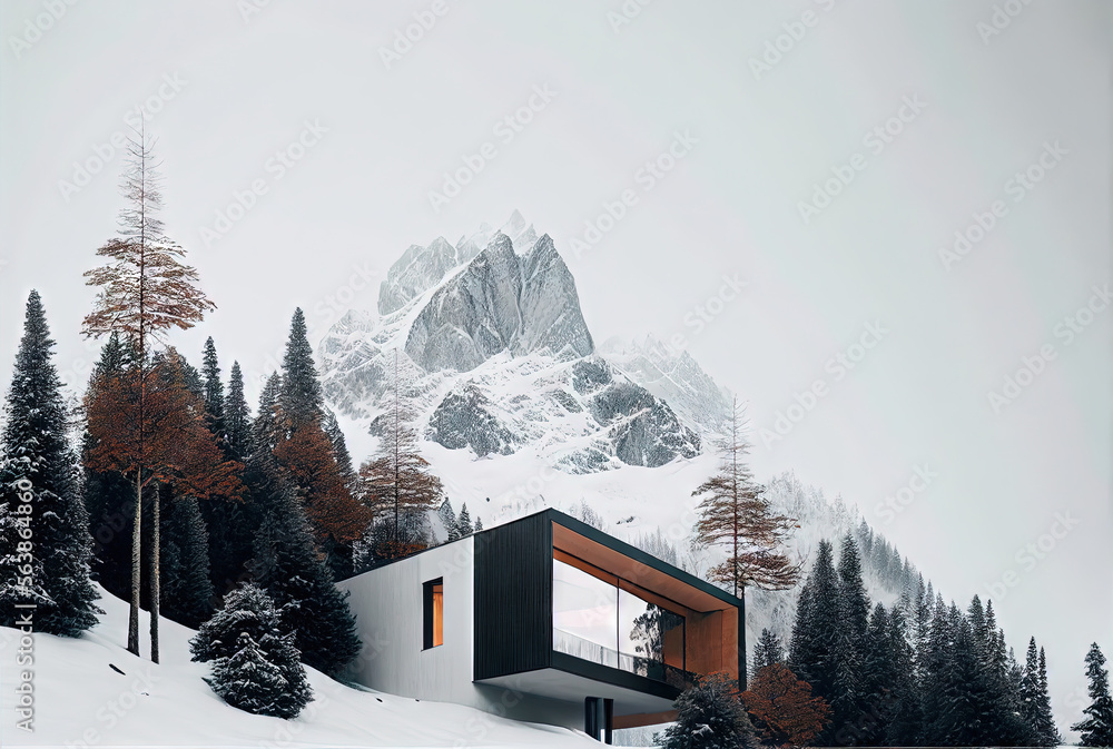 exterior concept sketch of a modern minimalist cozy house in 3d ...