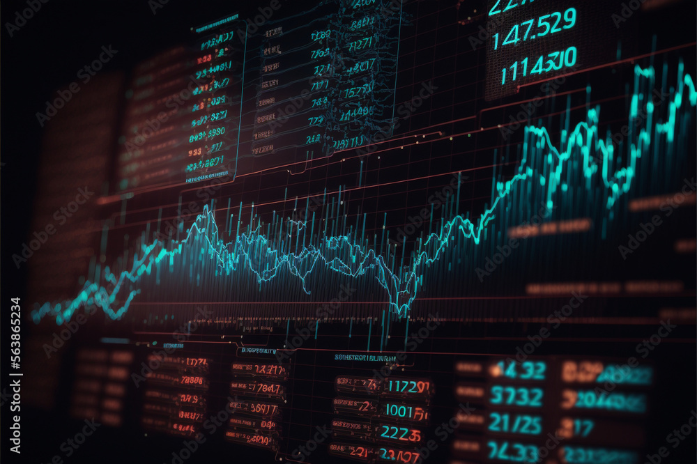 Stock market chart with dark background. Stock Illustration | Adobe Stock