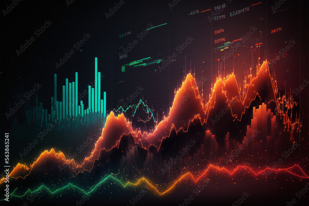Business wallpaper or powerpoint background with staples and graphs ...