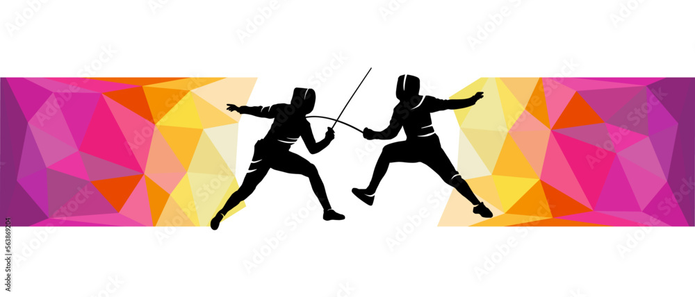 Vetor de Fencing sport graphic for use as a template for flyer or for ...