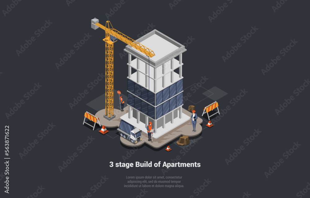 Stages Of Construction Multistory Building And Glazing. Construction ...