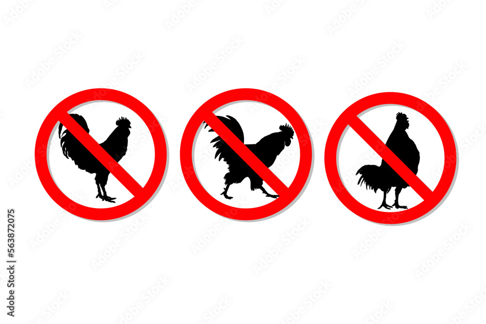 Warning sign no roosters vector design Stock Vector | Adobe Stock