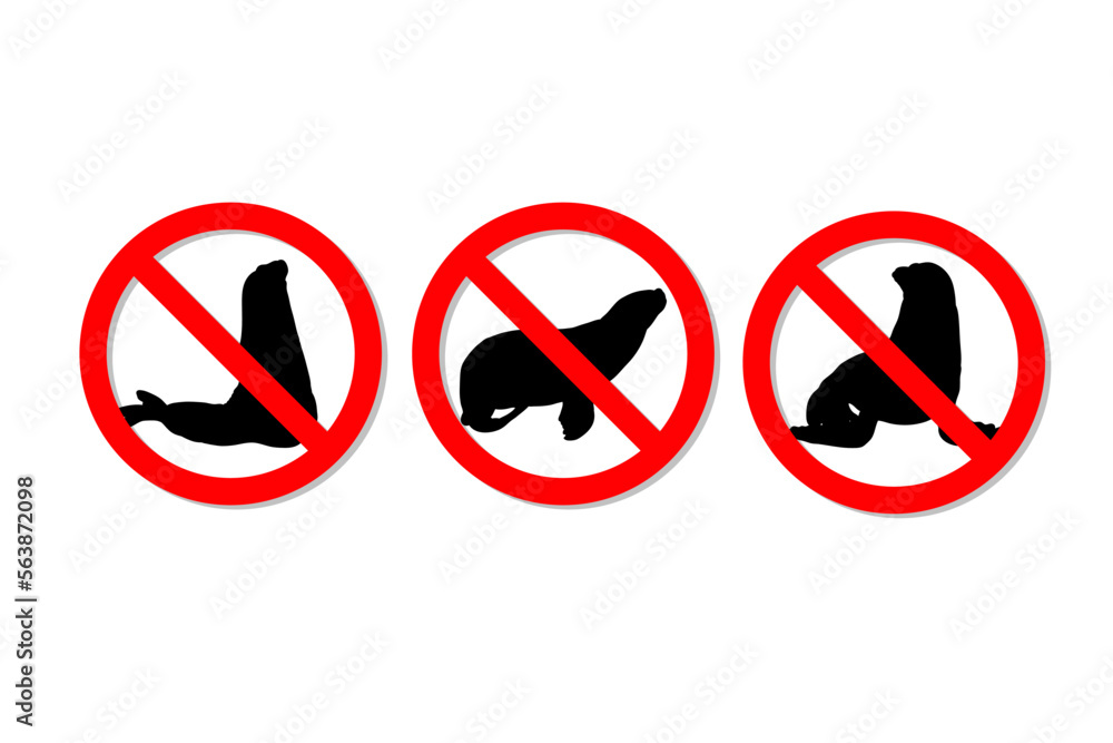 Warning sign no sea lions vector design Stock Vector | Adobe Stock