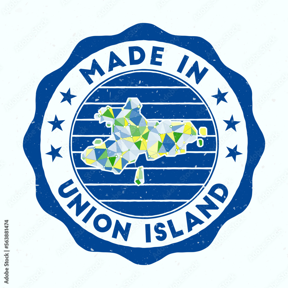 Made In Union Island. Island round stamp. Seal of Union Island with ...
