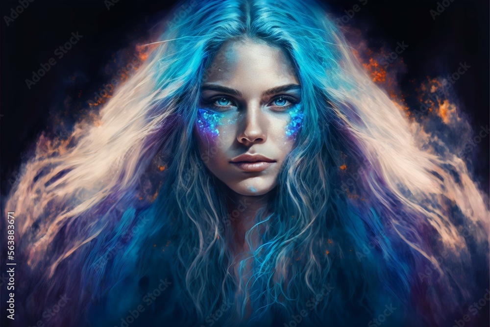 AI generated fictional Astral spiritual enlightened female with glowing ...