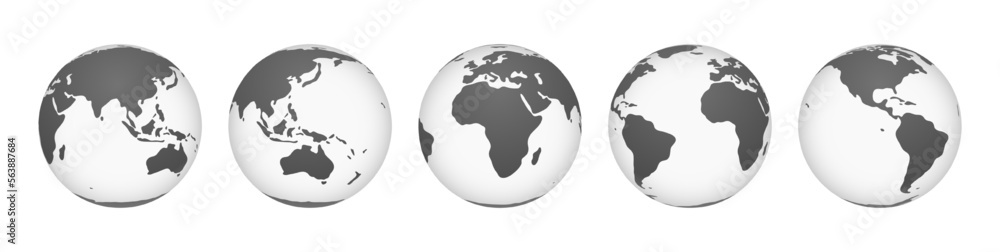 Spherical earth with continents and countries. Isolated global world ...