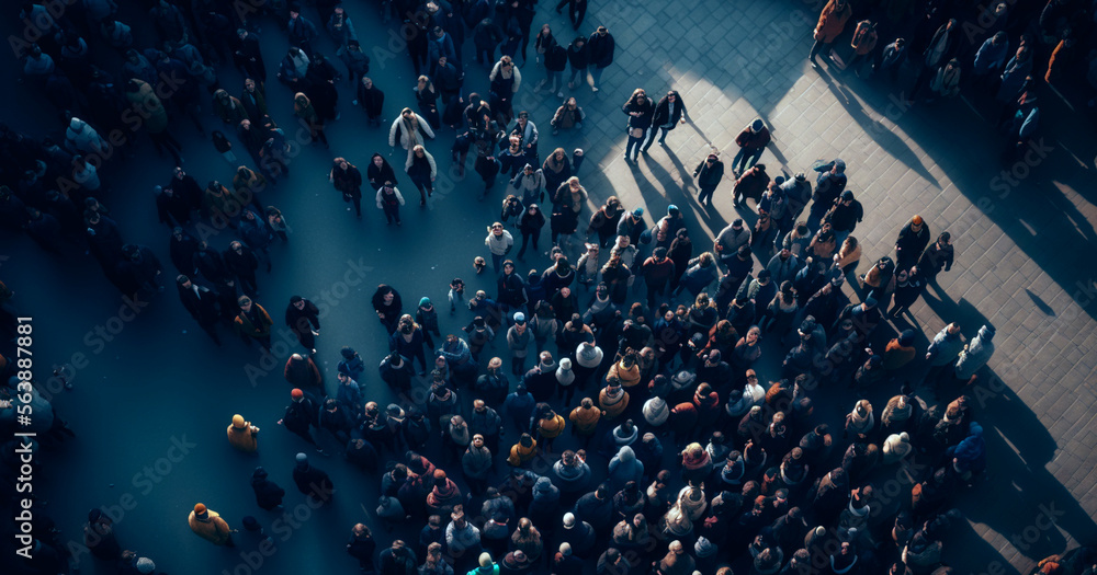 Large or huge crowd of people walking on the street or shopping mall ...