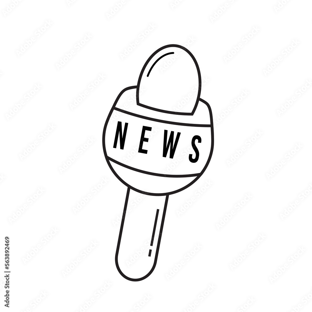 News Outline Style Microphone. Vector Microphone illustration isolated ...