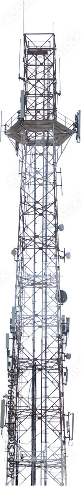 Isolated PNG cutout of a metallic telecom tower on a transparent ...