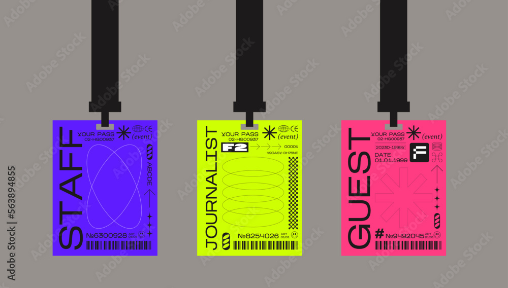 plastic badges id card badges in a futuristic style. Journalist, guest ... plastic badges id card badges in a futuristic style. Journalist, guest ...