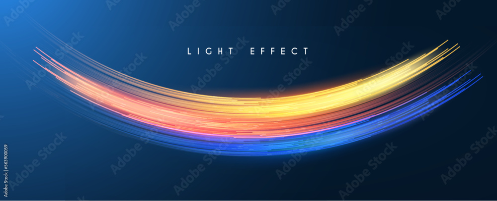 Motion striped light effect with fluid color. Abstract shining wave ...