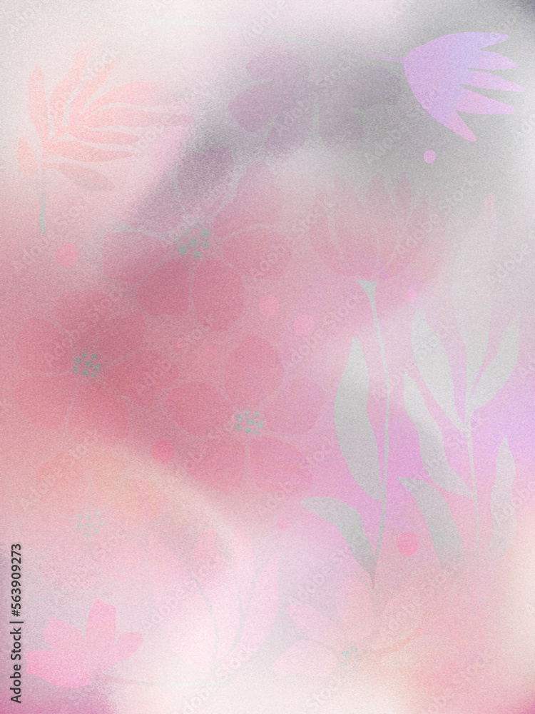Digital noise gradient background with flowers. Nostalgia, vintage ...