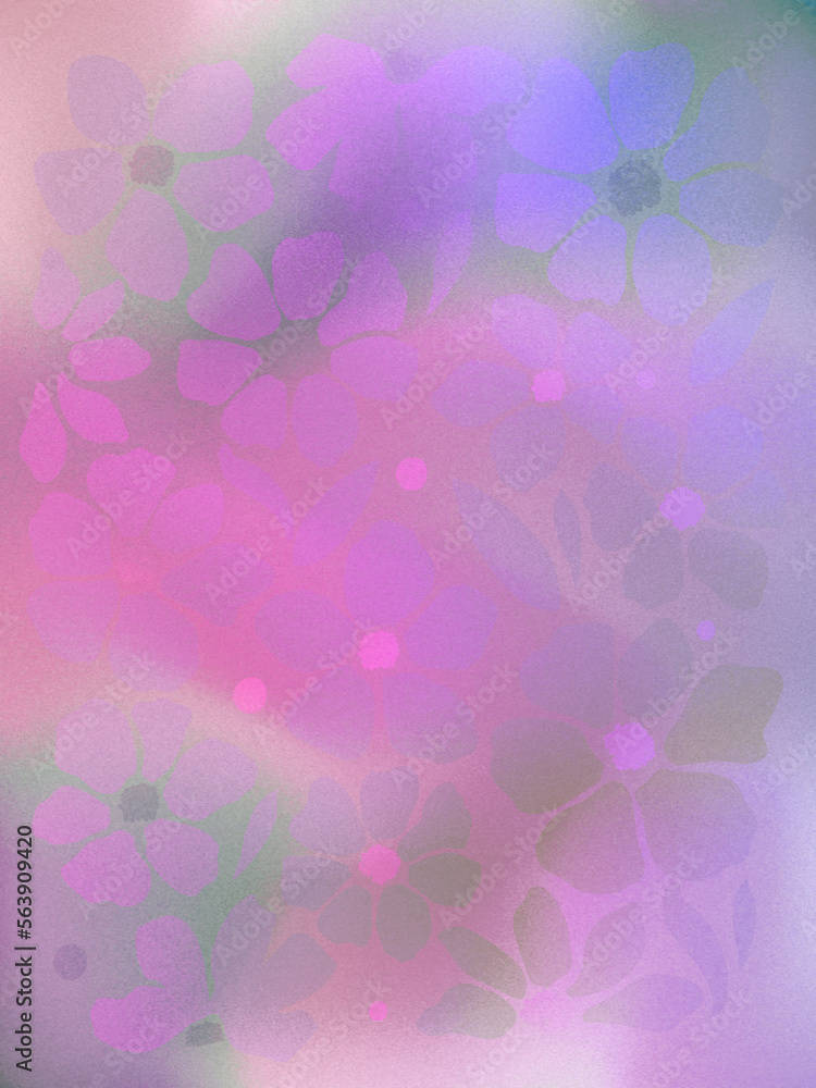 Digital noise gradient background with flowers. Nostalgia, vintage ...