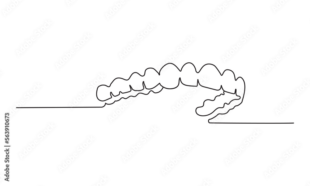 One continuous drawing of dental aligners. Vector illustration Stock ...