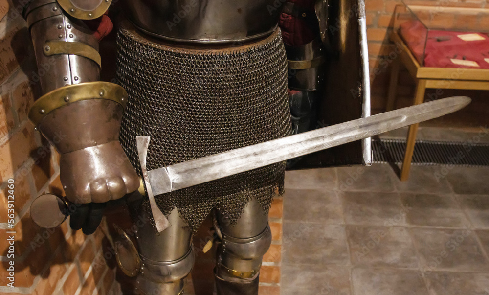 The knight in his hand holds a sword and shield. Protecting warriors ...