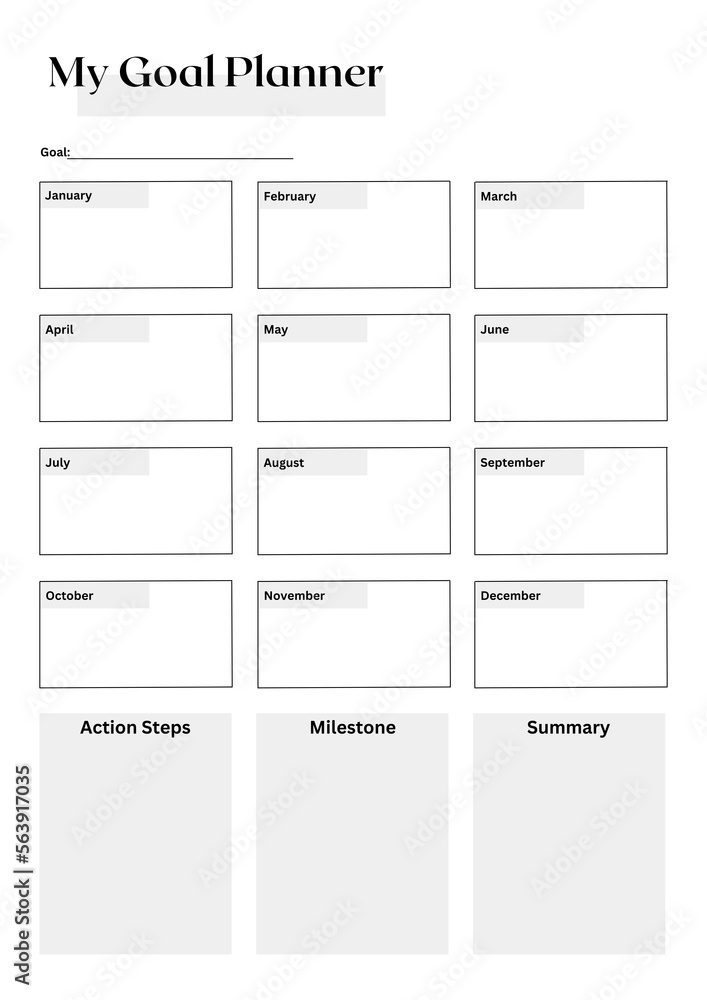 My goals planner sheet, Minimal and clean printable planner template ...