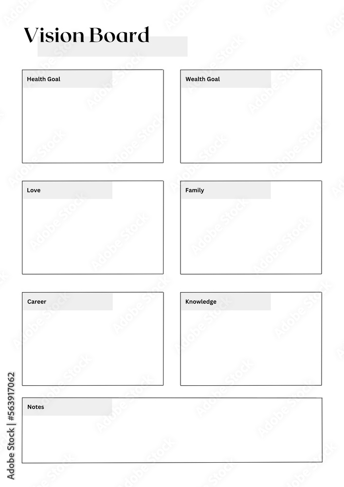 Vision Board planner sheet, Minimal and clean printable planner ...
