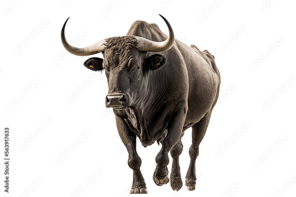 Angry brown bull on a transparent background, generative ai Stock ...