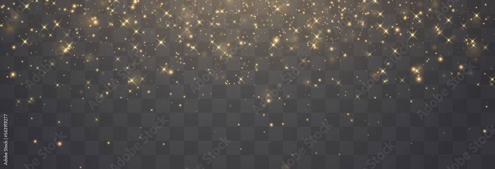 Magical light dust, dusty shine. Flying particles of light. Christmas ...