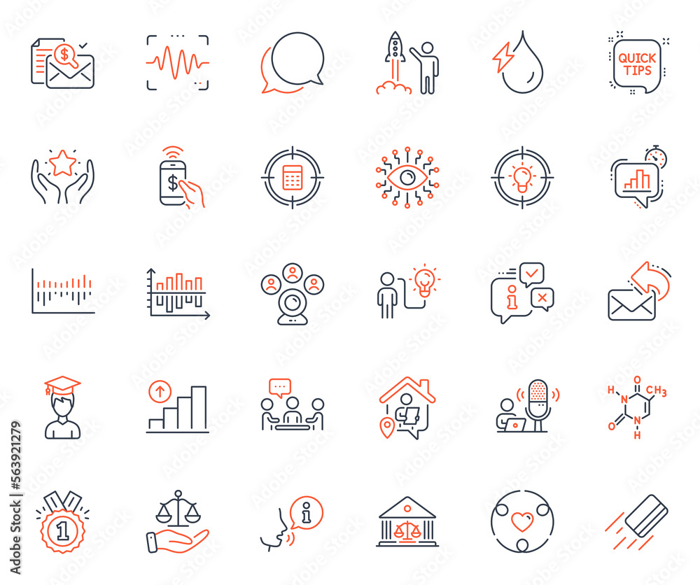 Education icons set. Included icon as Launch project, Diagram chart and ...