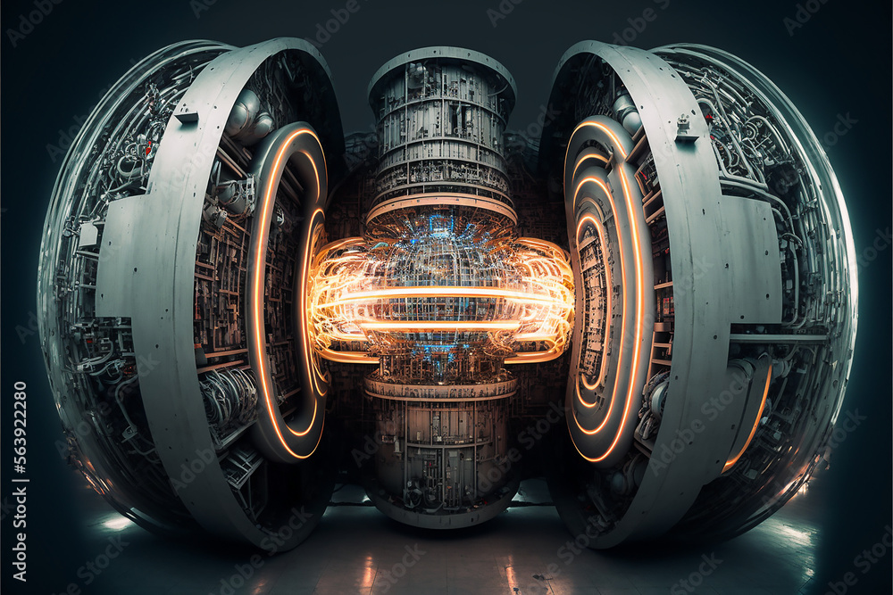 Fototapeta Nuclear fusion, tokamak magnetic field to confine plasma in ... Fototapeta Nuclear fusion, tokamak magnetic field to confine plasma in ...
