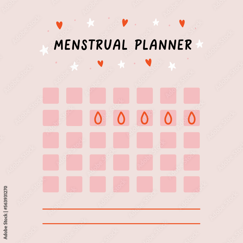 Menstrual intensity period planner. Checklist schedule for intensity ...