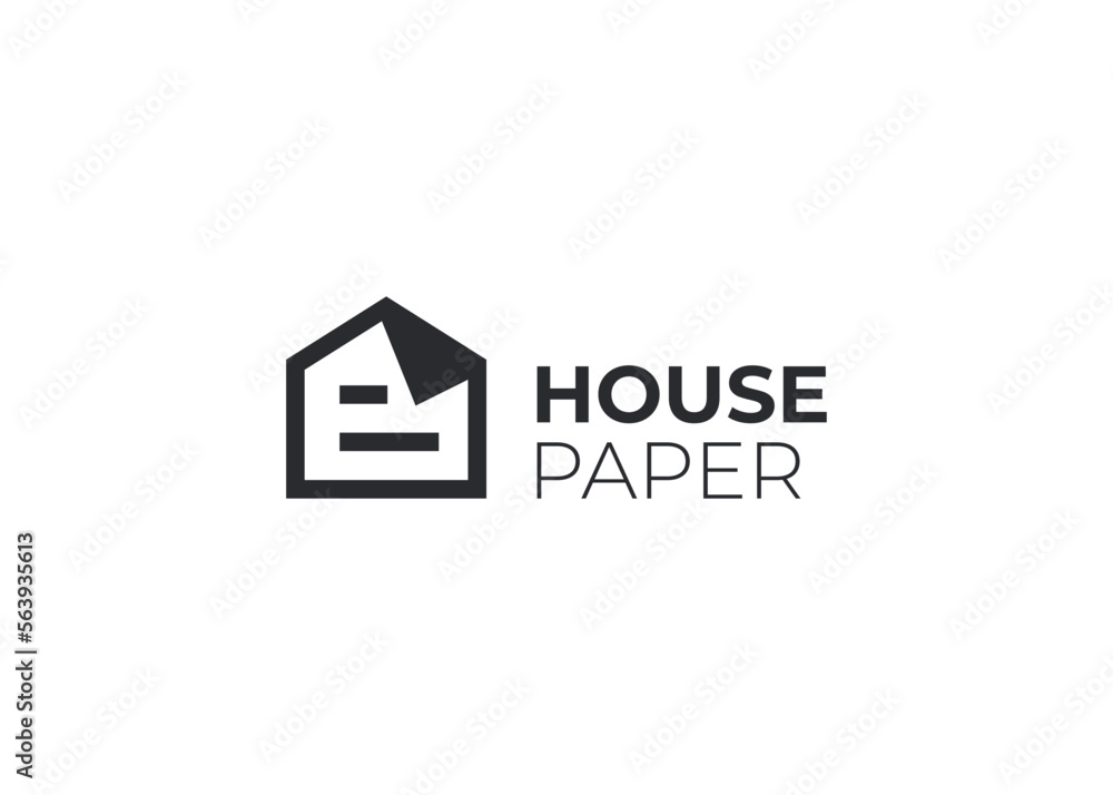 house paper logo design, house certificate letter symbol with folded ...