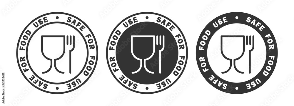 Label food grade materials icon set. For food use materials signs ...